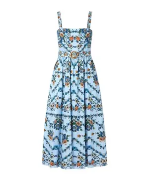 Borgo De Nor Cotton-poplin Midi Dress - Blue