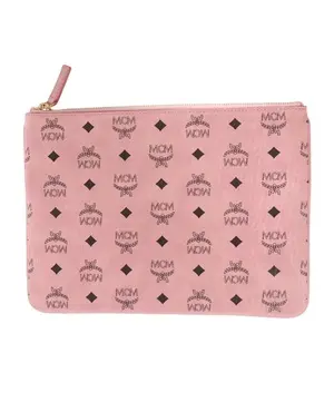Mcm Zip-top Clutch - Soft Pink