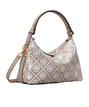 Tory Burch T Monogram Mellow Shoulder Bag - Charcoal