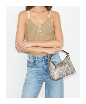 Tory Burch T Monogram Mellow Shoulder Bag - Charcoal