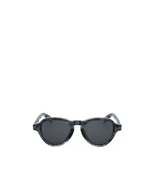 Zegna Geometric Full Rim Round Frame Sunglasses - Grey