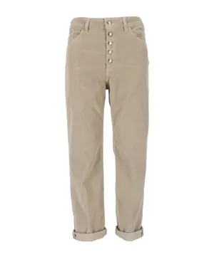 DONDUP Logo Patch Cropped Trousers - Beige