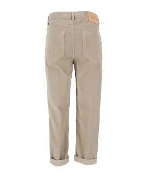 DONDUP Logo Patch Cropped Trousers - Beige