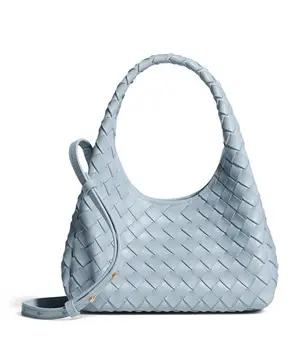 Bottega Veneta Baby Leather Campana Shoulder Bag - Grey