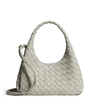 Bottega Veneta Baby Leather Campana Shoulder Bag - Grey