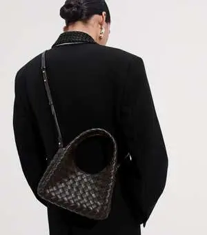 Bottega Veneta Baby Leather Campana Shoulder Bag - Brown