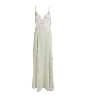 Rosamosario Silk Georgette Maxi Slip Dress - Green