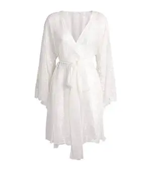 Rosamosario Silk Lace Robe - White