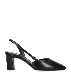 HERBERT LEVINE Herbert Levine Leather Slingback Heels 65 Black
