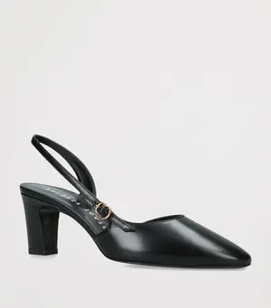 HERBERT LEVINE Leather Slingback Heels 65 - Black