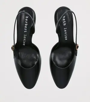HERBERT LEVINE Leather Slingback Heels 65 - Black