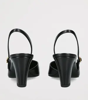 HERBERT LEVINE Leather Slingback Heels 65 - Black