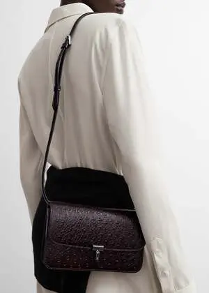 TOTEME T-lock Ostrich-embossed Crossbody