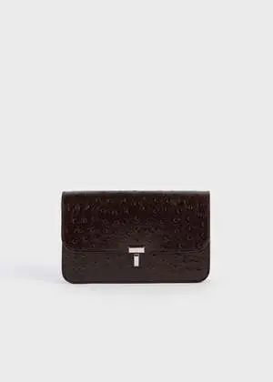 TOTEME T-lock Ostrich-embossed Crossbody