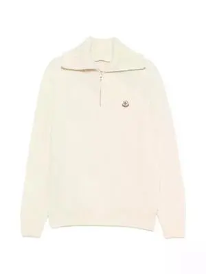 Moncler Ribbed-knit Half-zip Sweater - Neutrals