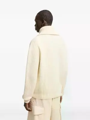 Moncler Ribbed-knit Half-zip Sweater - Neutrals
