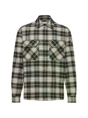 Moncler Check Cotton Flannel Zip-up Shirt - Black
