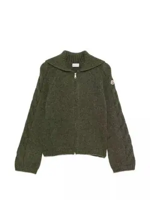 Moncler Cable Knit Zip-up Cardigan - Green