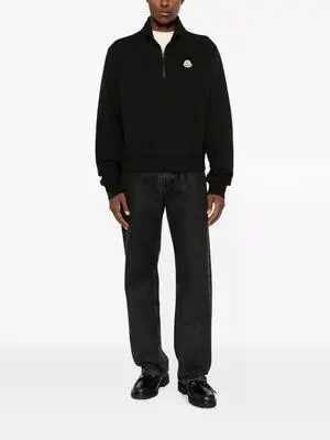 Moncler Logo-patch Half-zip Sweatshirt - Black