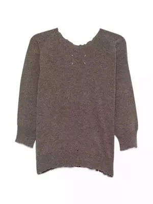 MAISON MARGIELA Distressed V-neck Long Sleeve Knit