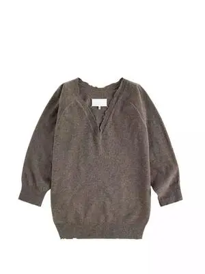 MAISON MARGIELA Distressed V-neck Long Sleeve Knit