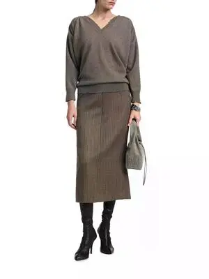 MAISON MARGIELA Distressed V-neck Long Sleeve Knit