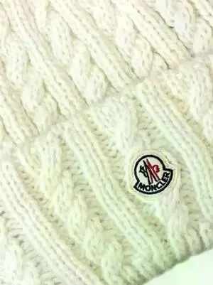 Moncler Cable Knit Wool Blend Beanie Hat