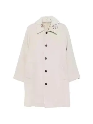 Eleventy Hooded Single-breasted Coat - Neutrals