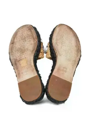 Tory Burch Embellished Raffia Slide Sandals