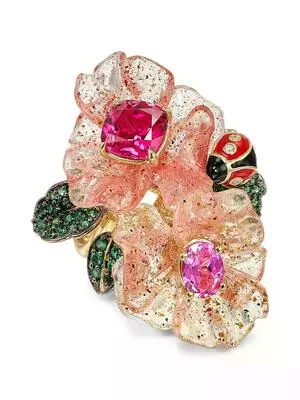 ANABELA CHAN Beetroot & Dragonfruit Garden Sapphire And Tsavorite Ring - Gold