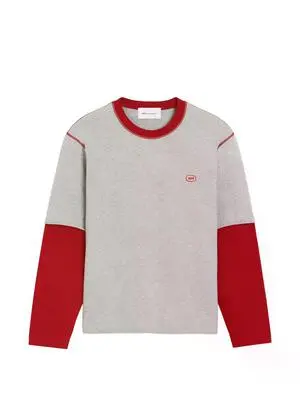 AMI Paris Double-sleeves Cotton T-shirt With Patch - Grey