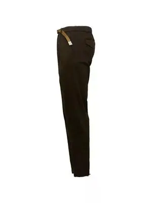 WHITE SAND Belted Gabardine Trousers