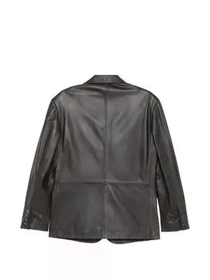 ALYSI Single-breasted Leather Jacket - Brown