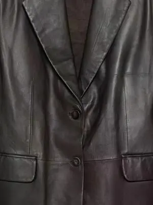 ALYSI Single-breasted Leather Jacket - Brown