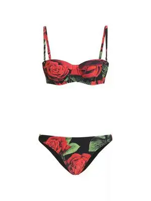 Dolce & Gabbana Rose-print Balconette Bikini