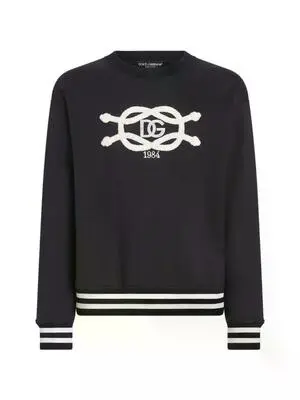 Dolce & Gabbana Cotton Sweatshirt With Embroidery - Blue