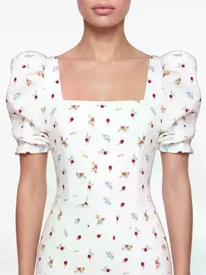 POST MERIDIEM Floral-print Puff-sleeve Midi Dress