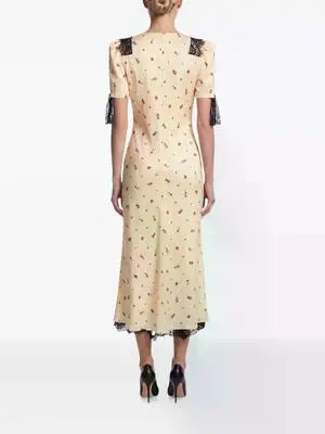 POST MERIDIEM Lace-trimmed Floral Midi Dress