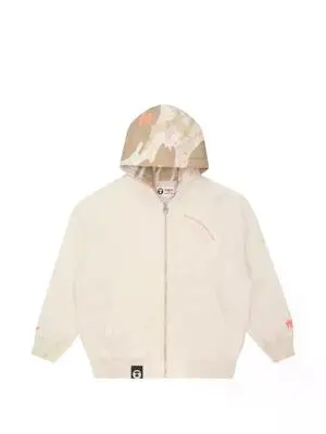 AAPE BY *A BATHING APE Logo-print Panelled Jacket With Camouflage Hood - Grey