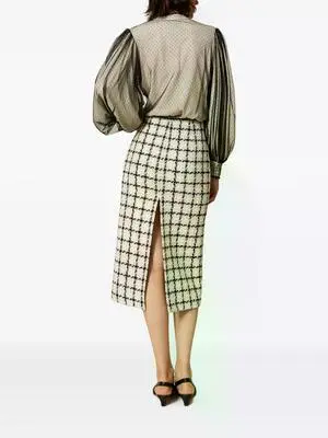 TWINSET Midi Bouclé Skirt With Check Pattern