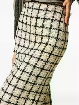 TWINSET Midi Bouclé Skirt With Check Pattern