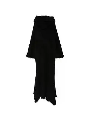 YEHUAFAN Frayed Hooded Coat