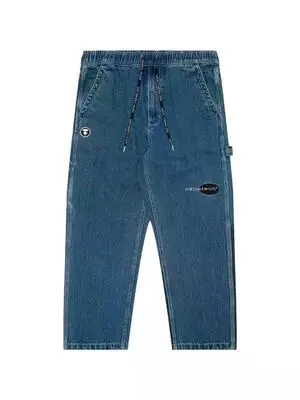 AAPE BY *A BATHING APE Moonface Drawstring Carpenter Trousers - Blue