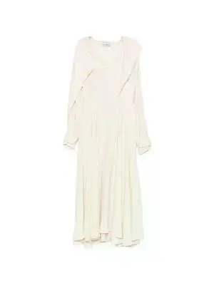 Alberta Ferretti Cape-effect V-neck Dress