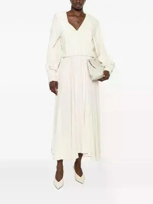 Alberta Ferretti Cape-effect V-neck Dress