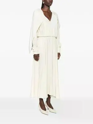 Alberta Ferretti Cape-effect V-neck Dress