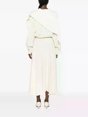 Alberta Ferretti Cape-effect V-neck Dress