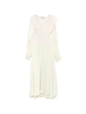 Alberta Ferretti Cape Effect V-neck Dress