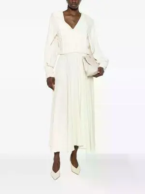 Alberta Ferretti Cape Effect V-neck Dress