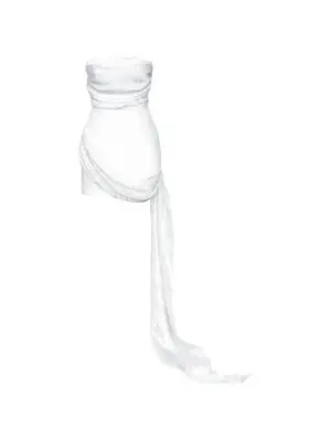 POST MERIDIEM Strapless Rhinestone Embellished Mini Dress - White